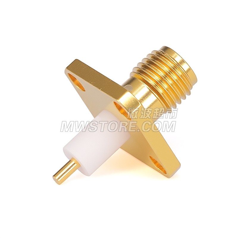 SMA Female End Launch Connector, 4 Hole Flange, DC-6GHz