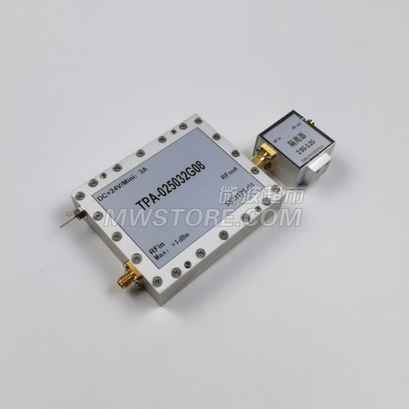 RF power amplifier Frequency range: 2.5～3.2GHz Gain: 40.0dB P1dB: 39 ...