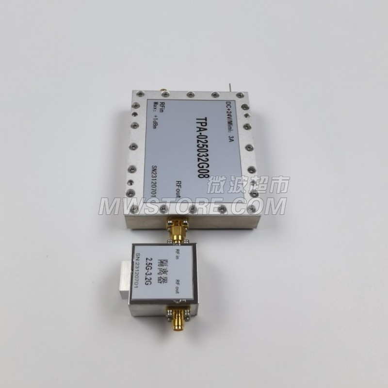 RF power amplifier Frequency range: 2.5～3.2GHz Gain: 40.0dB P1dB: 39 ...